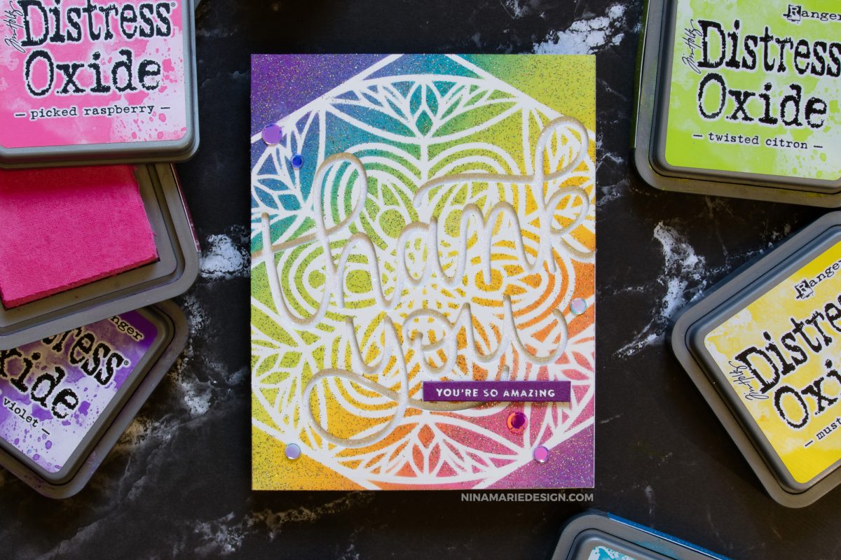 Glitter Embossed Stenciling + Perfect Sentiment Banners - Nina-Marie Design