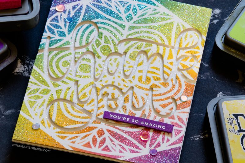 Glitter Embossed Stenciling + Perfect Sentiment Banners - Nina-Marie Design