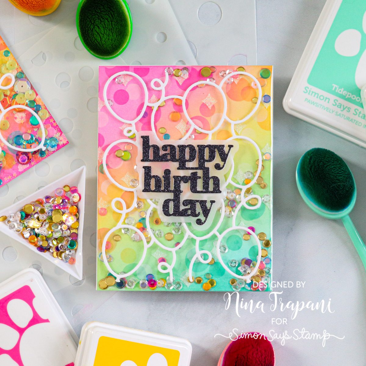 2 Ways! Layered Ink Blending + Edge to Edge Shaker Cards - Nina-Marie ...