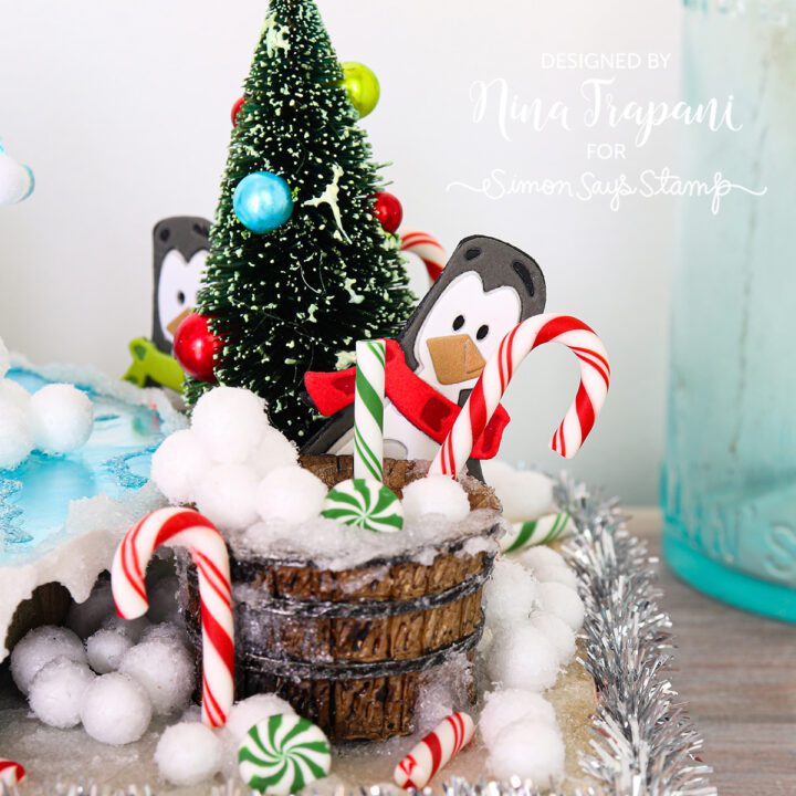 Tim Holtz Walter the Penguin Snowball Holiday Scene/ Mixed Media ...